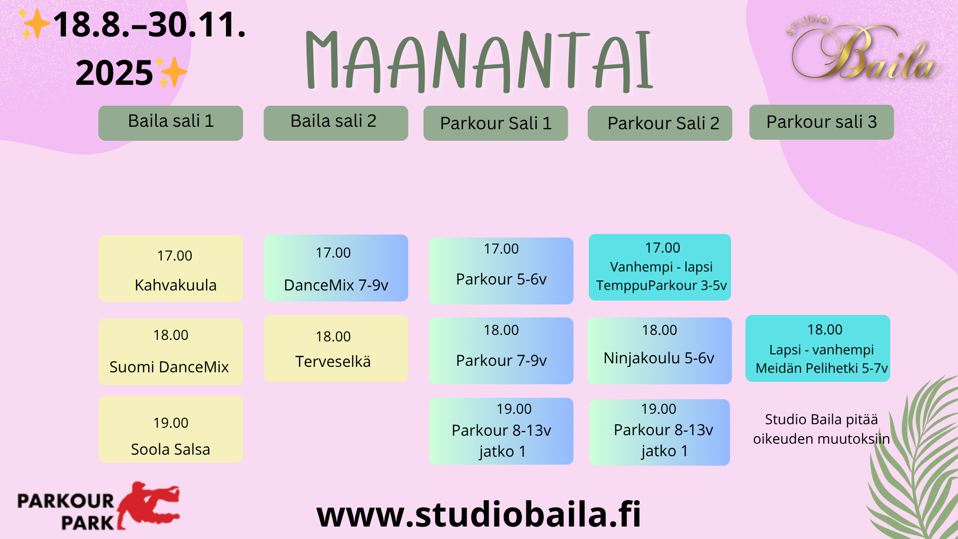 Lukujärjestykset :: Studio Baila